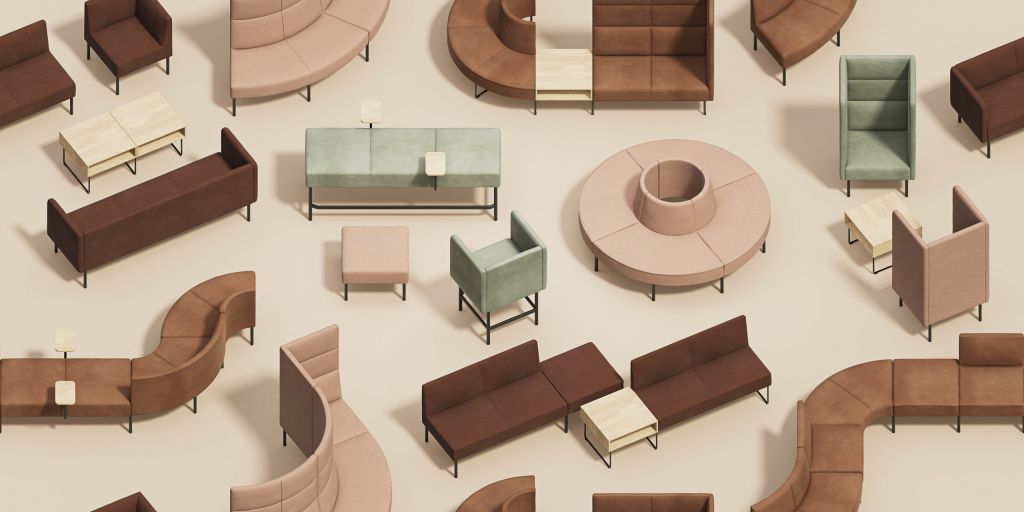 MINGLE – Modular sofa with straight and rounded forms – EFG